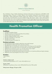 Lowongan Pekerjaan: Health Promotion Officer – TROPMED UGM